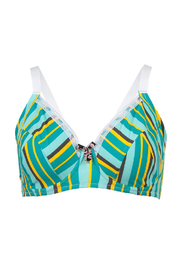 Stripes Full Cup Cotton Underwired Bra - Plus Size Bras